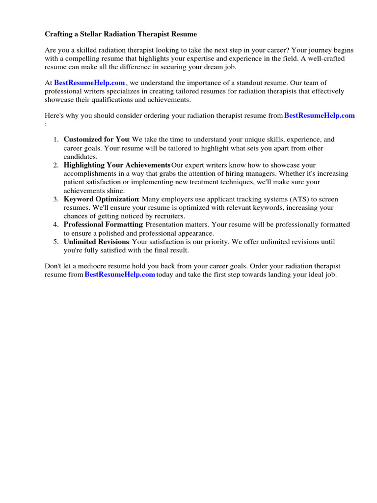 Radiation Therapist Resume | Download Free PDF | Radiation Therapy ...