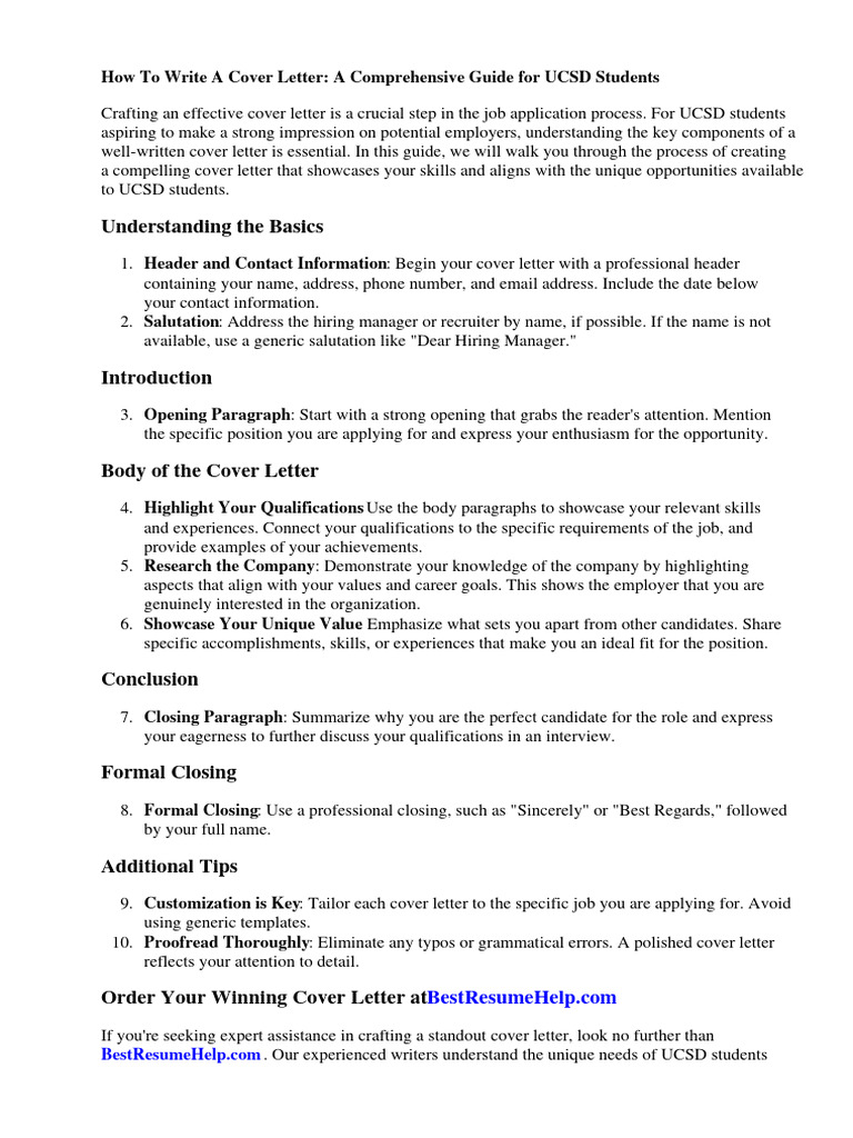 How To Write A Cover Letter Ucsd | PDF | Résumé | Internship