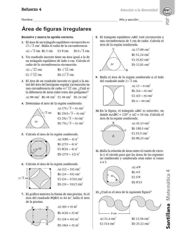 Área de Figuras Irregulares en Matemáticas | PDF | Triángulo ...
