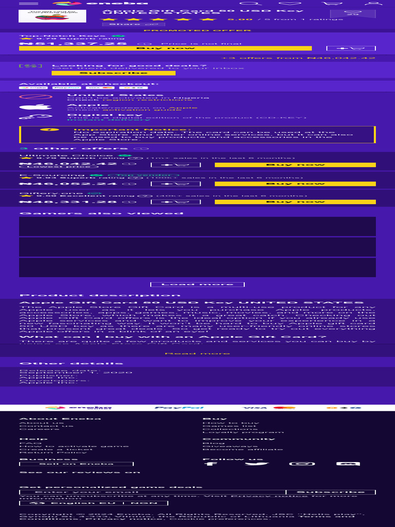 Store Eneba | PDF | Apple Inc. | Gift Card