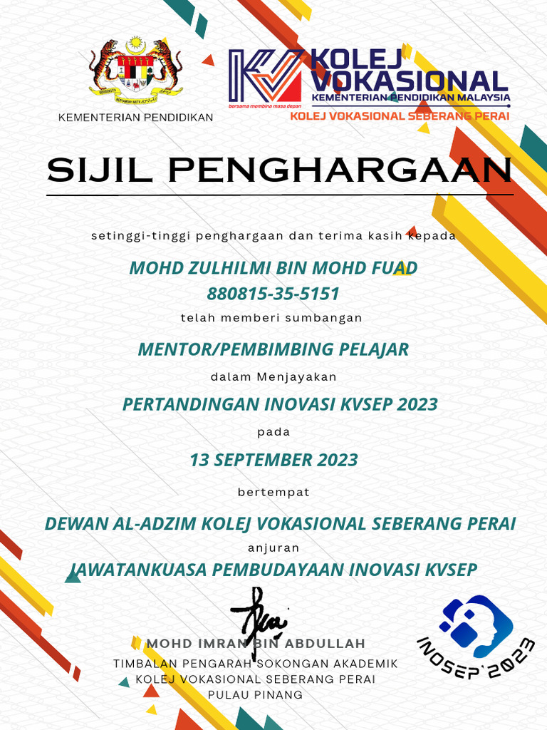 Sijil PENGHARGAAN To MPP RAGBI | PDF