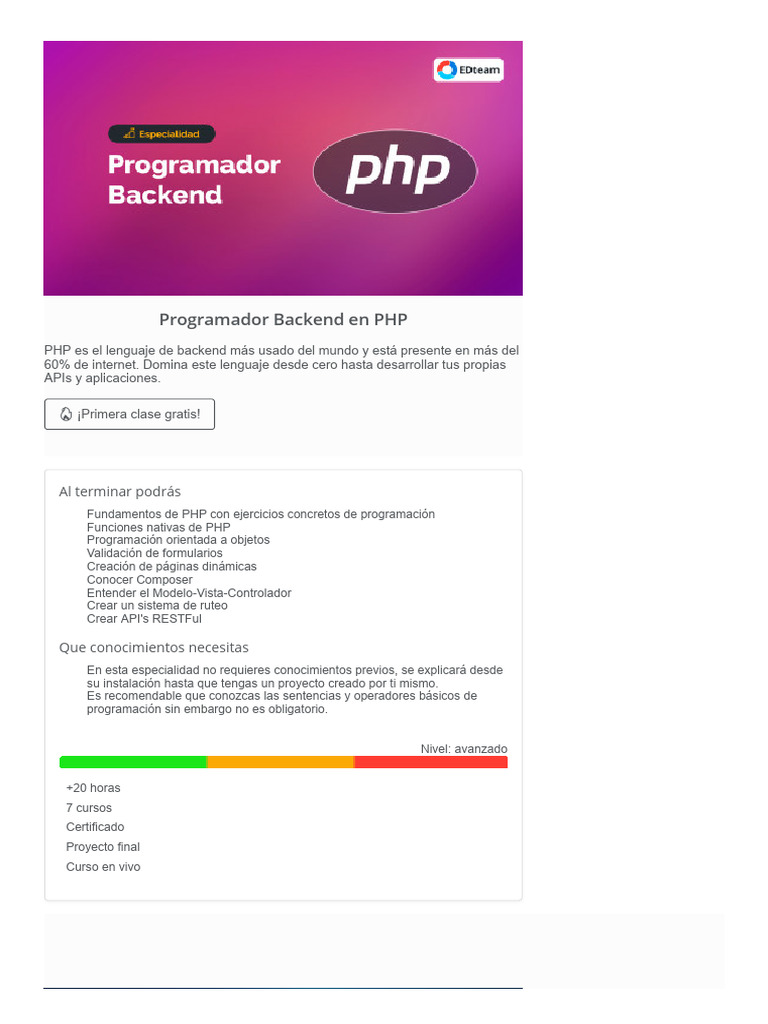 Curso de PHP de Cero A Avanzado | PDF | Php | Programación orientada a objetos
