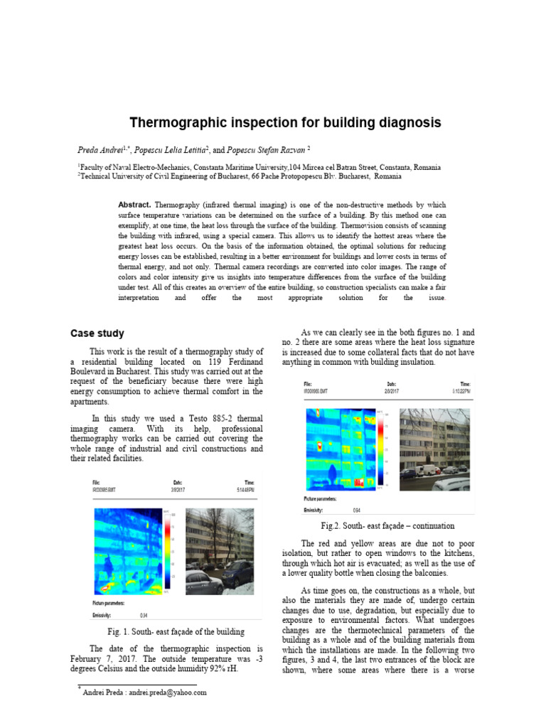Thermographic Inspection For Bulding Diagnosis | PDF | Thermography ...