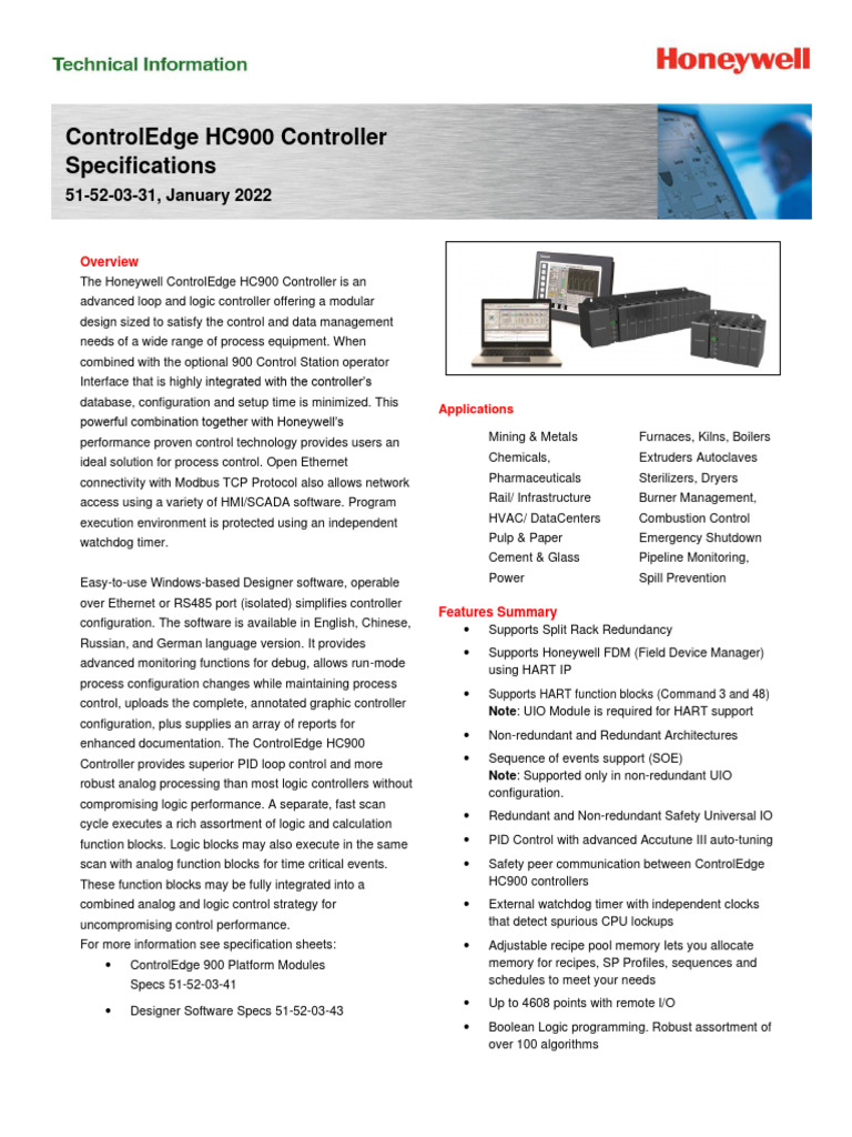 HC900 Controller Specification | PDF | Computer Network | Port ...