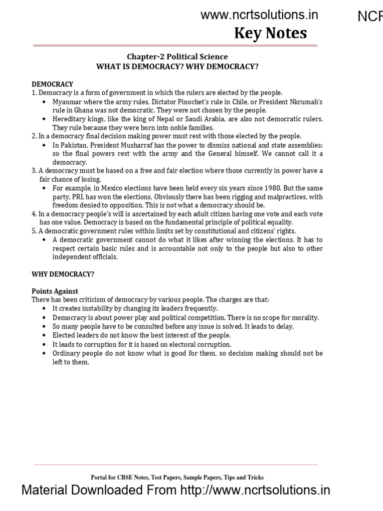Notes | PDF | Democracy | Political Ideologies
