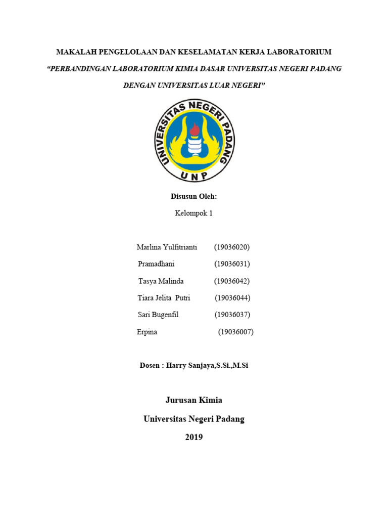 Keselamatan Kerja di Laboratorium Kimia UNP | PDF