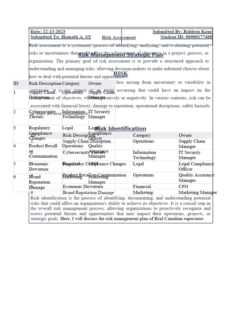 Risk Management Plan | PDF | Risk | Risk Management