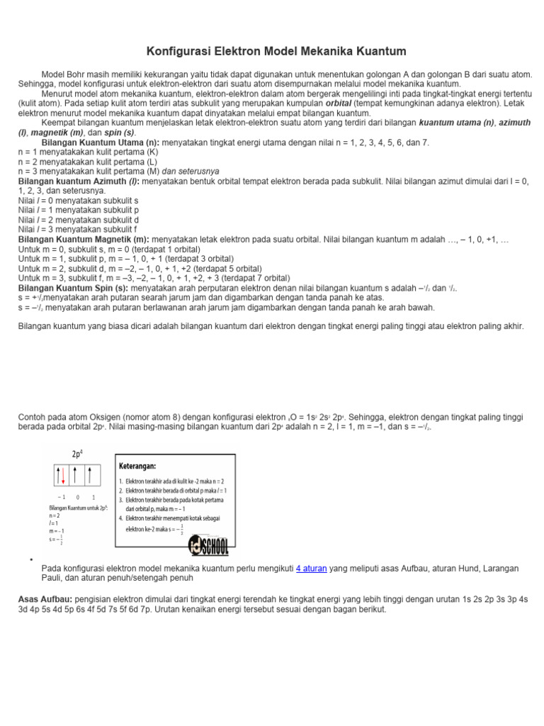 Konfigurasi Elektron Model Mekanika Kuantum | PDF | Sains & Matematika