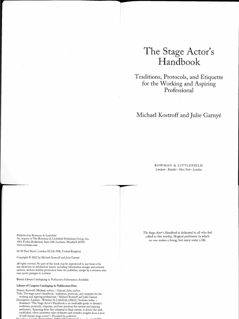 Stage Actors Handbook | PDF