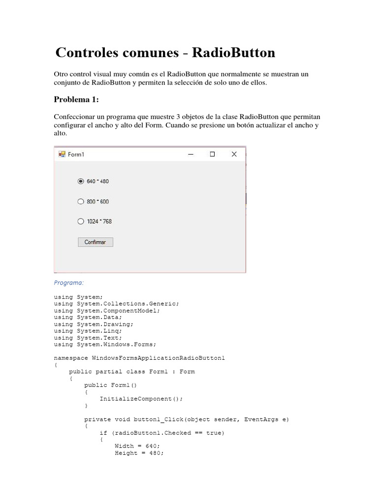 RadioButton y Combobox | PDF | Software | Informática