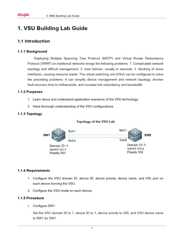 VSU Configuration Guide for Ruijie Switches | PDF | Computer Network ...