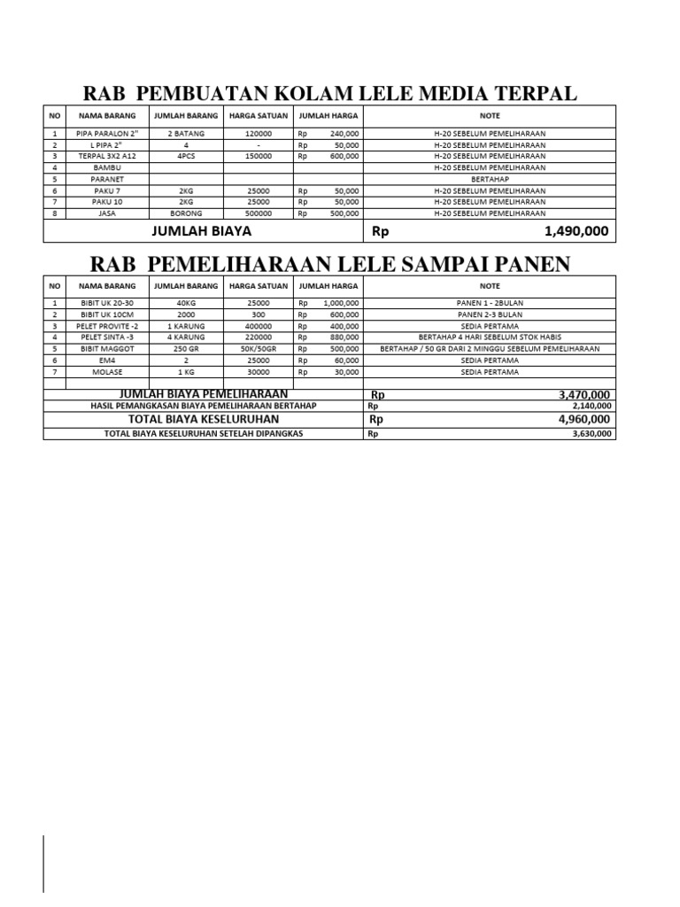 Rab Budidaya Lele | PDF
