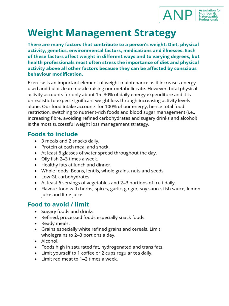 Weight Management Stategy | PDF | Foods | Weight Management