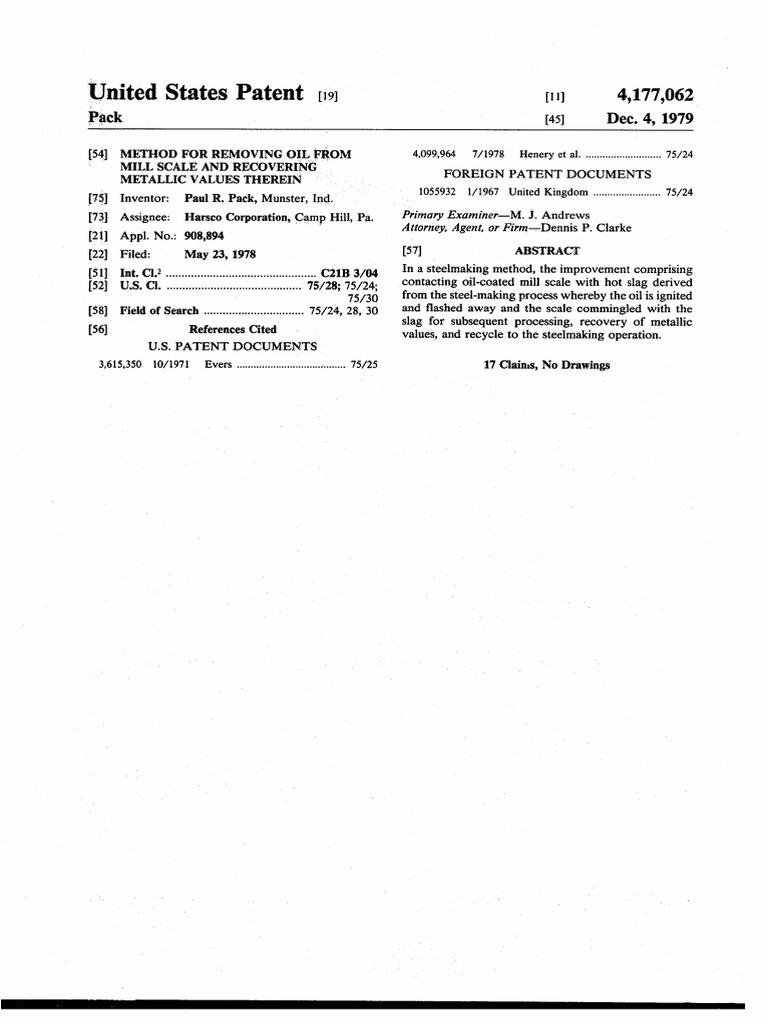 Patent Separation of Oil From Mill Scale | PDF | Steelmaking | Blast ...