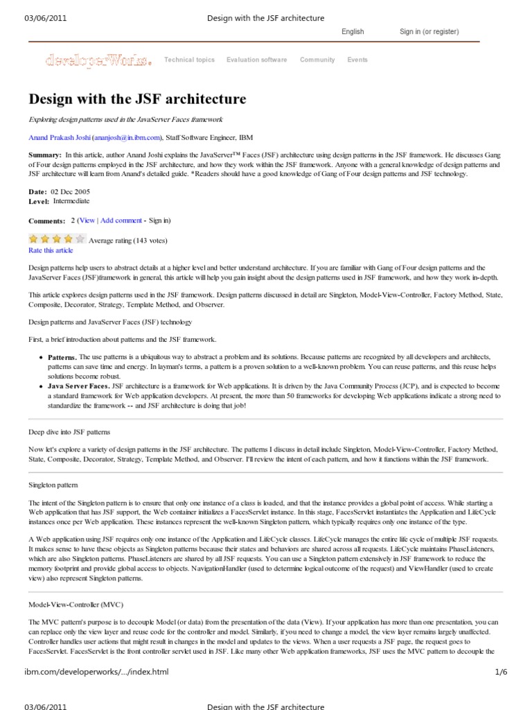 Design With The JSF Architecture | PDF | Model–View–Controller | Java ...