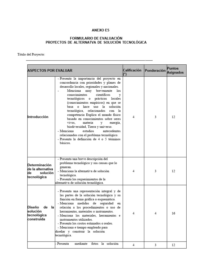 ANEXO E5 - Criterios de Evaluacion | PDF | Evaluación | Diseño