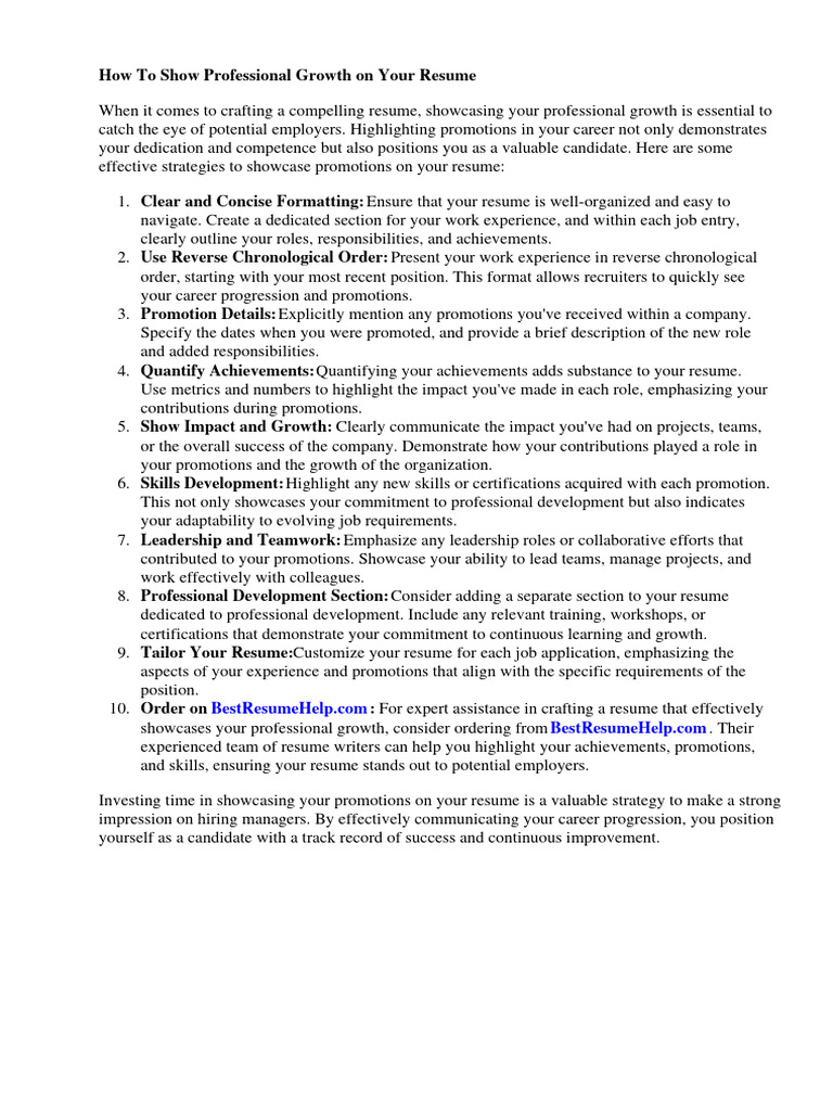 How To Show Promotion On Resume | PDF | Résumé | Marketing