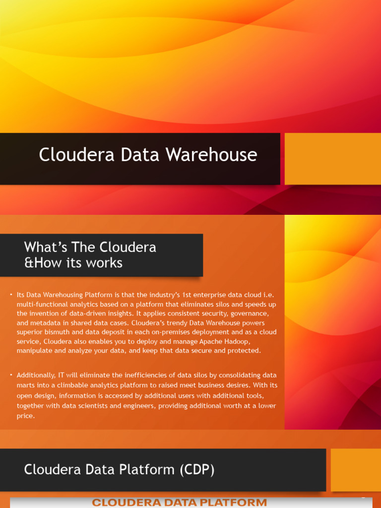 Cloudera Data Warehouse | PDF | Cloud Computing | Databases Cloudera Data Warehouse | PDF | Cloud Computing | Databases