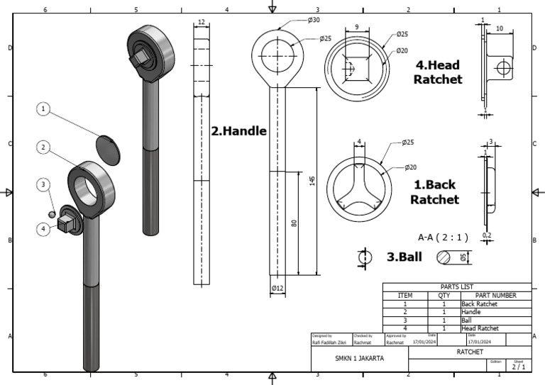 Ratchet Mechanism Parts Diagram | PDF