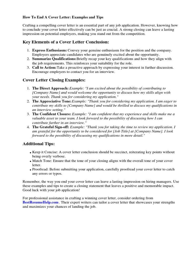 How To End A Cover Letter Examples | PDF | Résumé