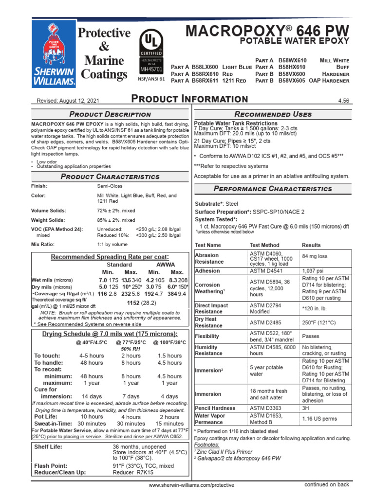 Macropoxy 646 PW 2021 | PDF | Epoxy | Materials