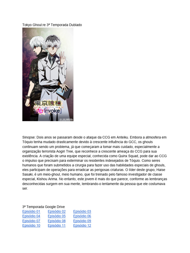 Tokyo Ghoul-Re | PDF | Jogos e Atividades | História