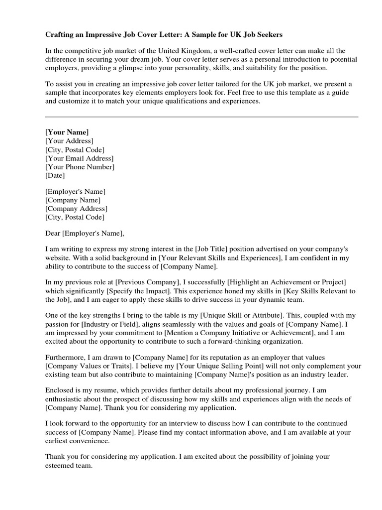 Job Cover Letter Sample Uk | Download Free PDF | Résumé | Recruitment