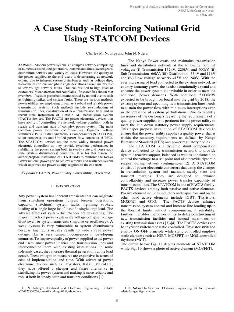 Enhancing Kenya's Power Grid with STATCOM | PDF | Electric Power Transmission | Electrical Grid