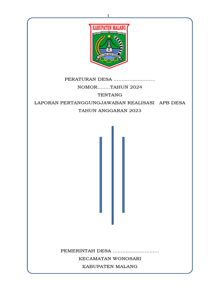 Draft LPJ Pertanggungjawaban Apbdesa Ta. 2023 | PDF | Pengelolaan Keuangan & Uang