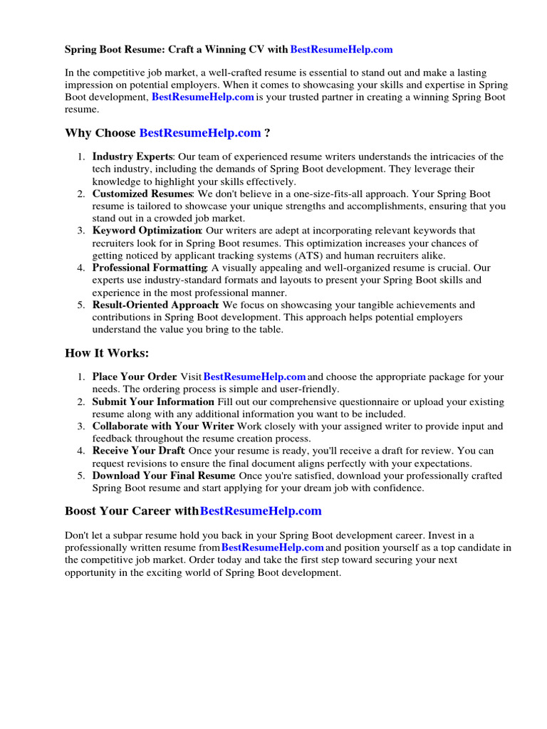 Spring Boot Resume | PDF | Spring Framework | Résumé