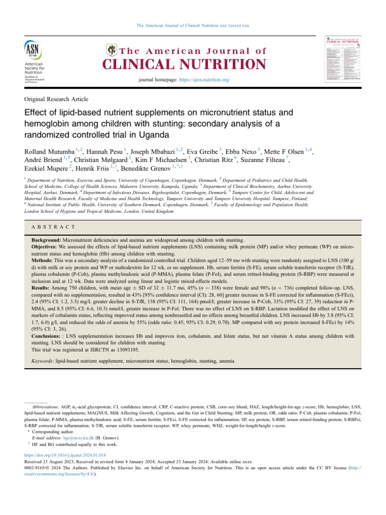 Effect of Lipid Based Nutrient Supplements On Micronutrie 2024 The ...