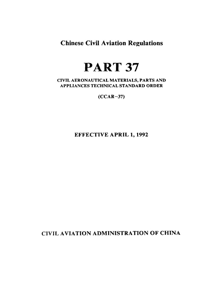 Civil Aeronautical Materials, Parts and Appliances Technical Standard ...