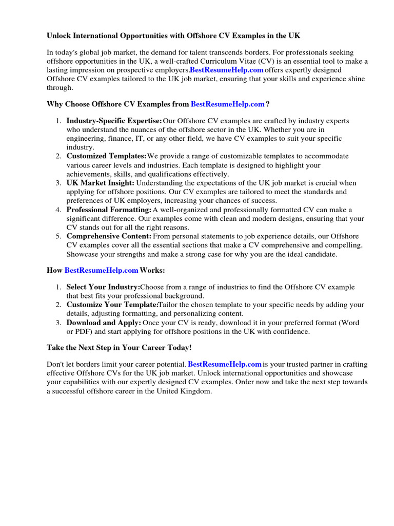 Offshore CV Examples Uk | PDF | Crane (Machine) | Pipe (Fluid Conveyance)