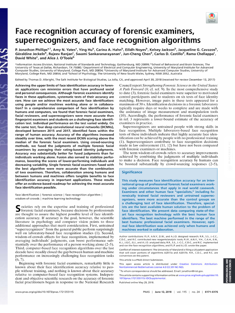 Face Recognition Accuracy of Forensic Examiners, Superrecognizers, and ...