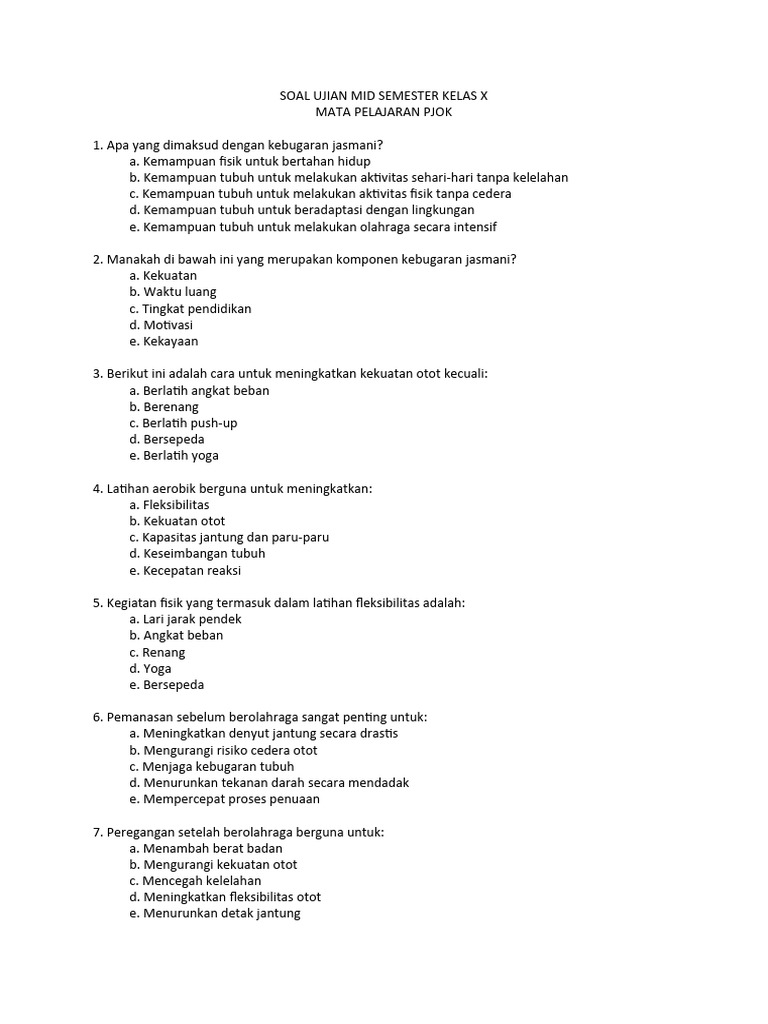 Soal Ujian Mid Semester Kelas X 2024 | PDF
