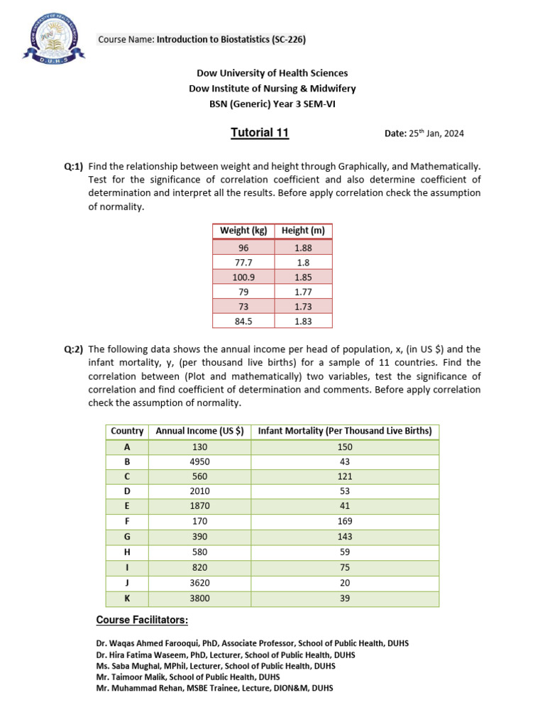 Tutorial 11 - Correlation 25-Jan-24 | PDF | Statistics | Statistical Analysis