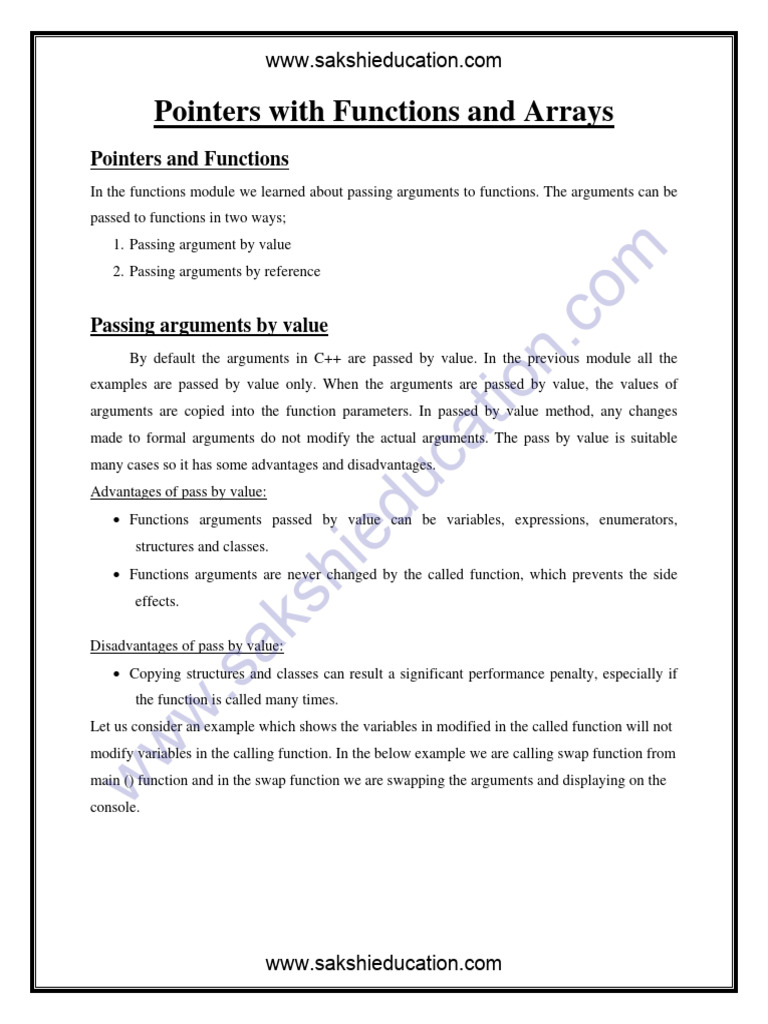 Module8 Pointerwithfunctions Pdf Pointer Computer Programming Parameter Computer 0550