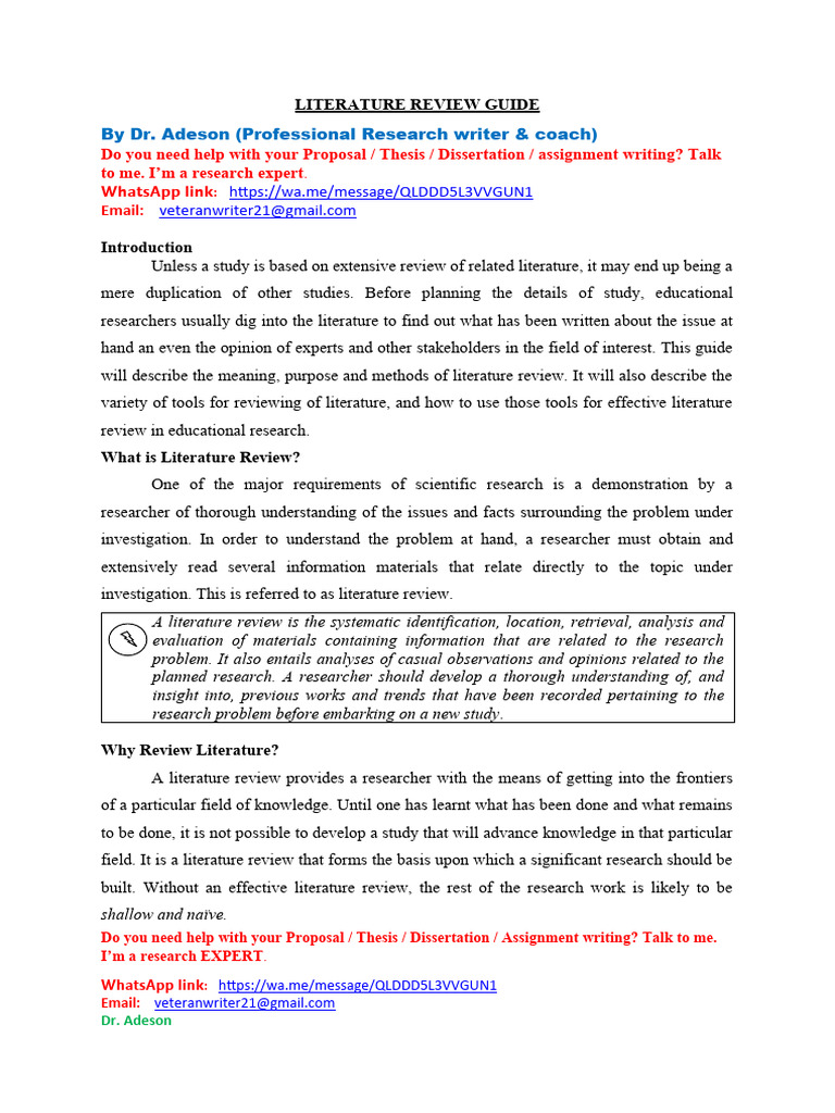 Literature Review Guide | PDF | Thesis | Abstract (Summary) Literature Review Guide | PDF | Thesis | Abstract (Summary)