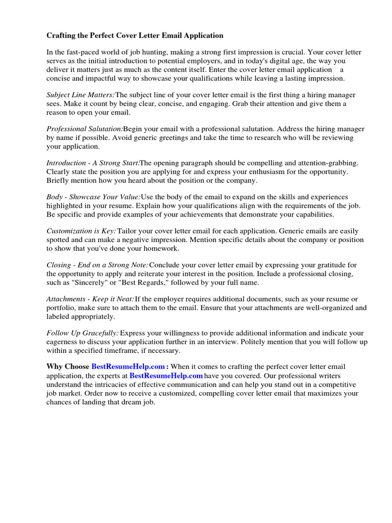 Cover Letter Email Application Pdf Résumé Recruitment