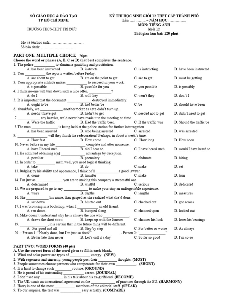 Đề HSG 12 HCM 2015 - 2016 | PDF | Paintings | Organic Foods