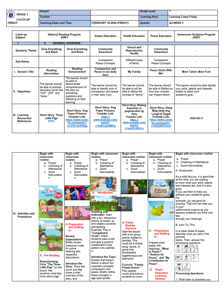 DLL Catch Up Friday Week 3 | PDF | Reading Comprehension | Learning
