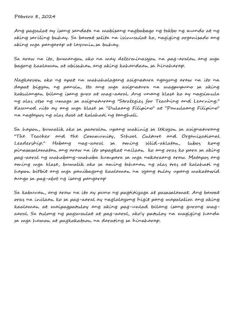 Pebrero 08, 2024docx (Talaarawan) | PDF