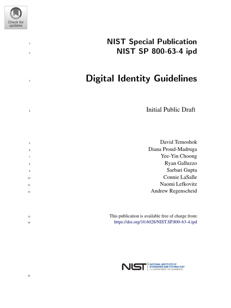 Digital Identity Guidelines: Nist Special Publication Nist SP 800-63-4 Ipd | PDF | National ...