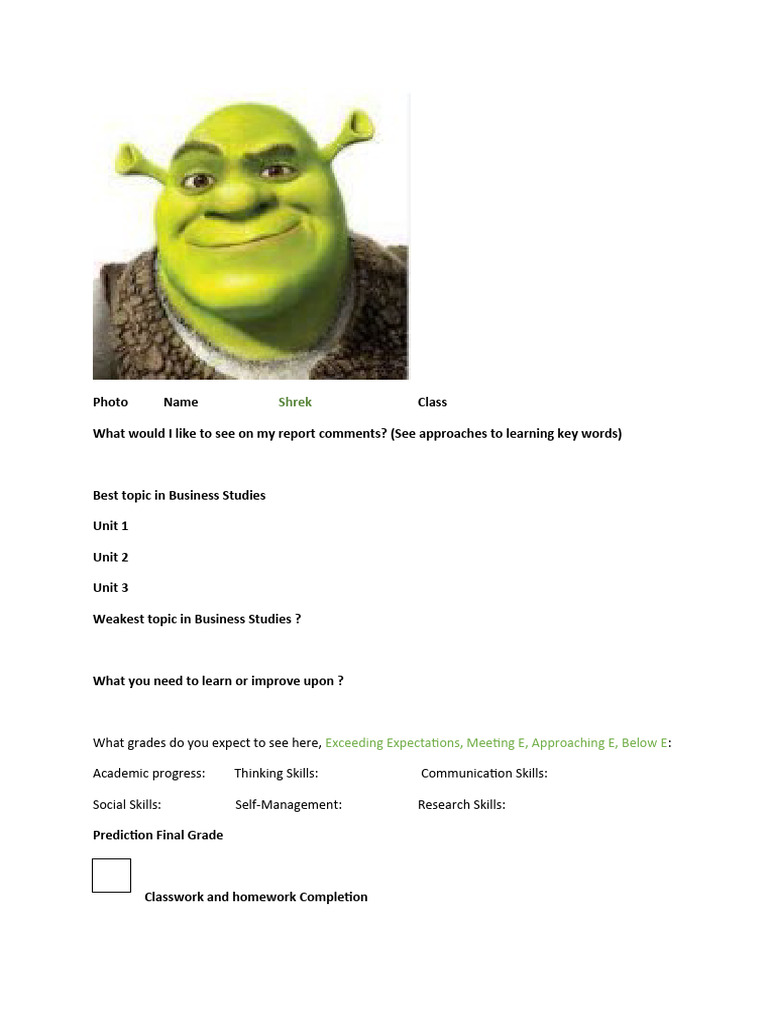Bus Shrek Feedback Form | PDF