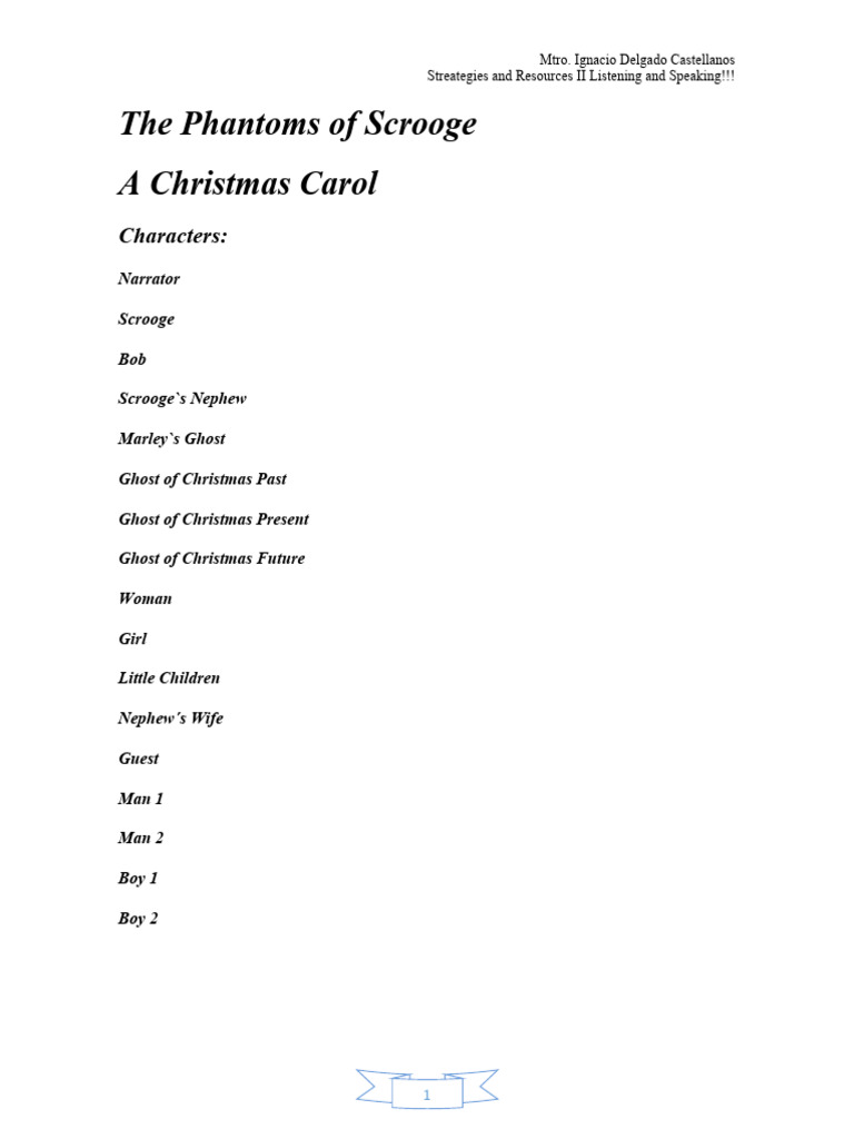 Christmas Carol Listening Script | PDF | Ebenezer Scrooge | A Christmas ...