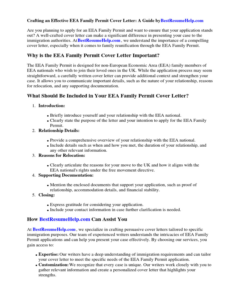 Eea Family Permit Cover Letter | PDF | Travel Visa | Government And ...