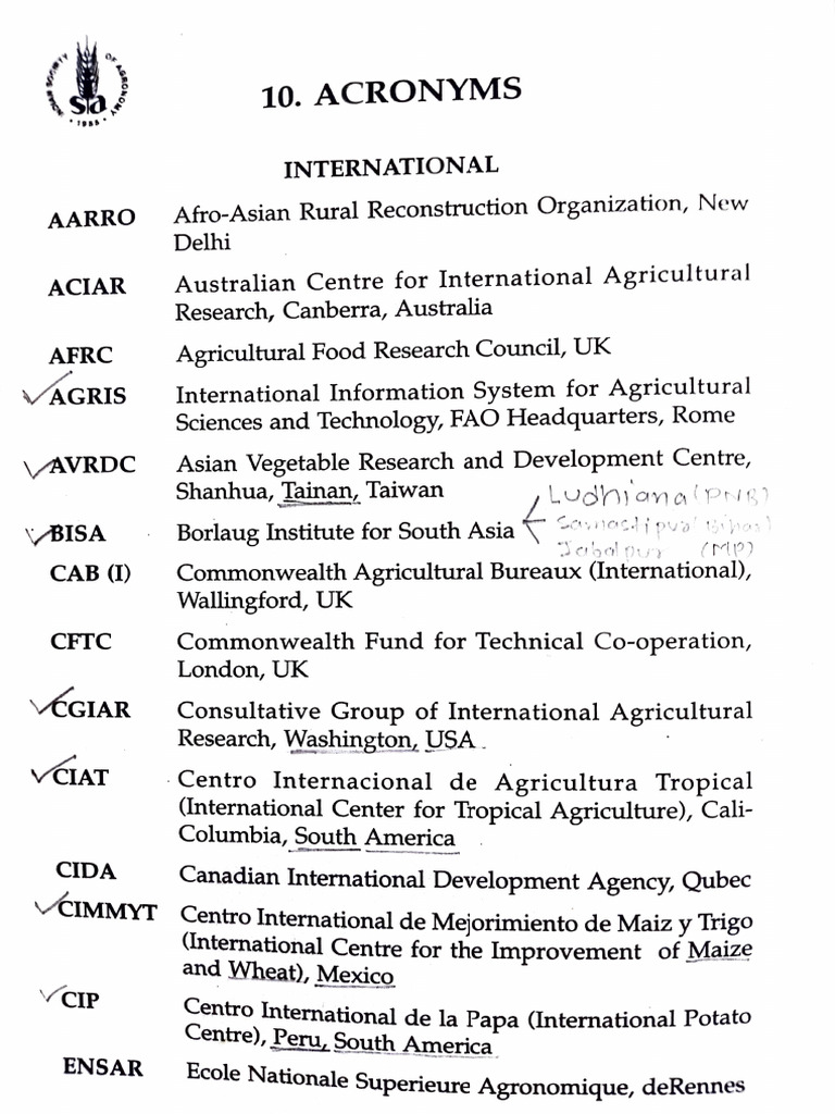 Research Institutes and Botanical Names | PDF