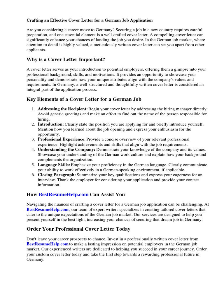 Cover Letter For German Job | PDF | Recruitment | Résumé