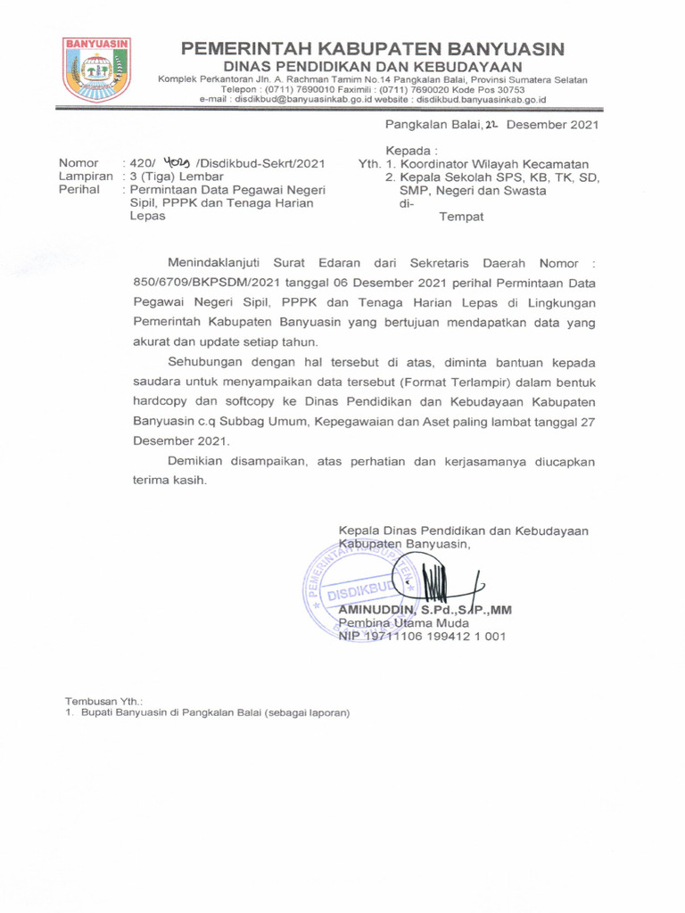 Format Permintaan Data 2021. | PDF