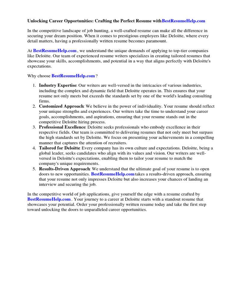 Deloitte Cover Letter | PDF | Résumé | Consultant